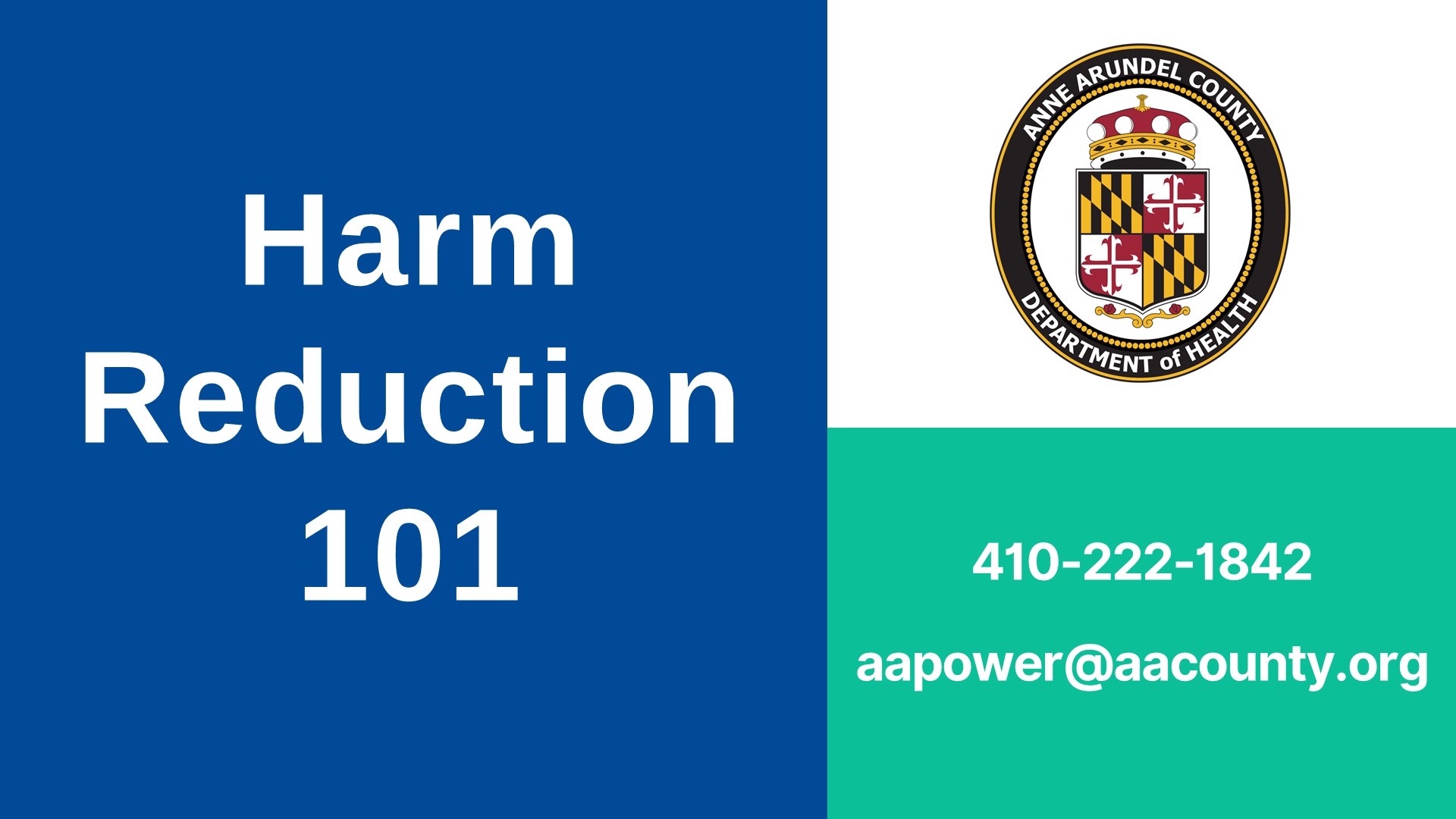 Harm Reduction 101 | Anne Arundel County Health Department